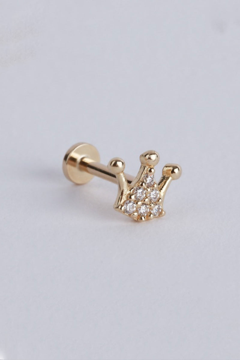 14k Solid Gold Screw Labret CZ Crown Stud Piercing – Pretty At Sam