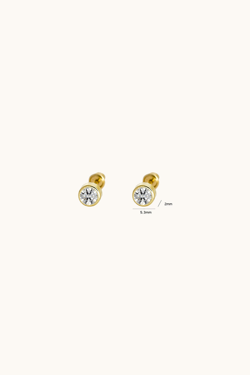 14K Solid Gold 5.3MM Bezel Setting Screw Back Stud Earring – Pretty At Sam